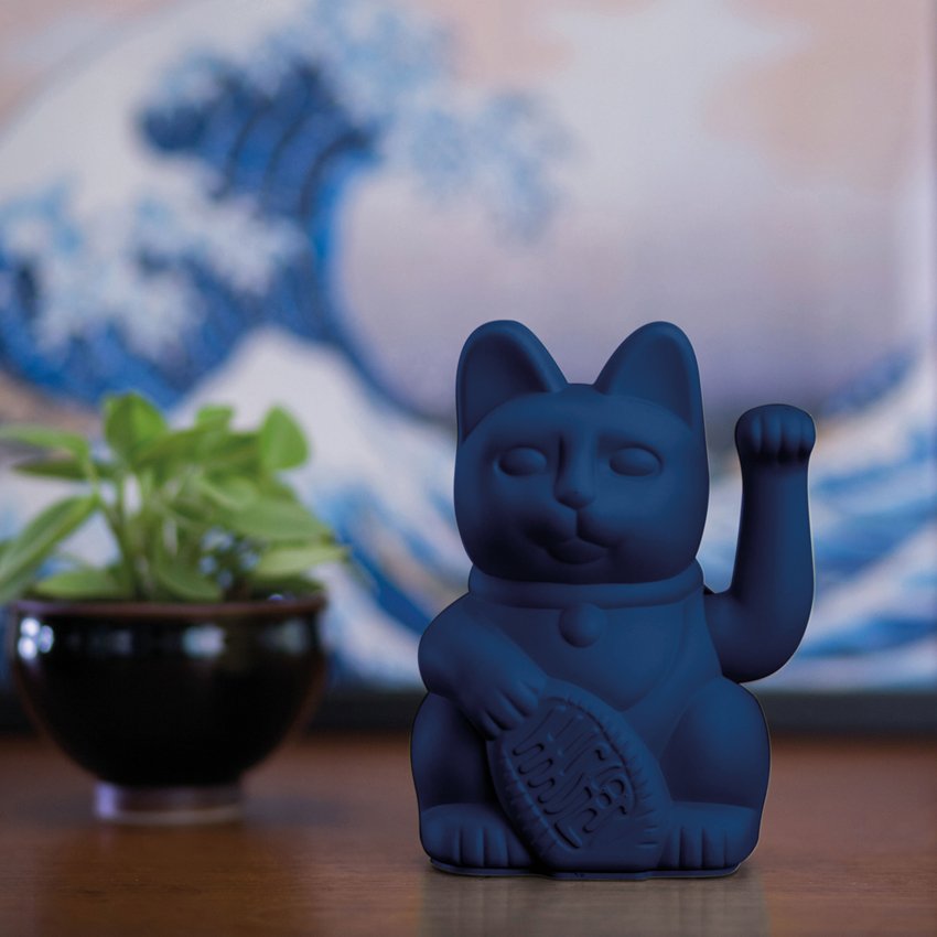 Maneki Neko Gelukskat - lucky kat donkerblauw - Katsign