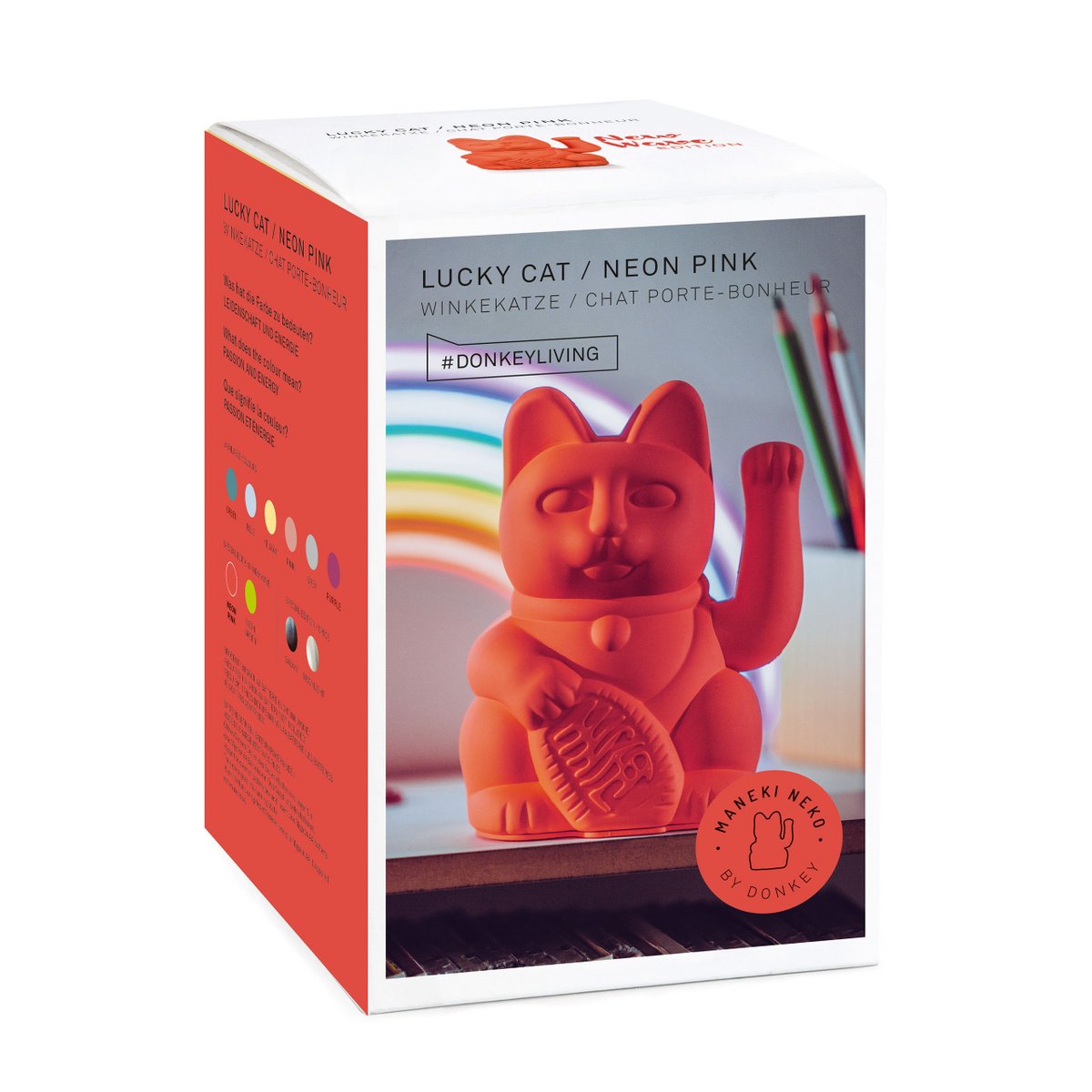 Maneki Neko Gelukskat - lucky kat neon oranje - Katsign