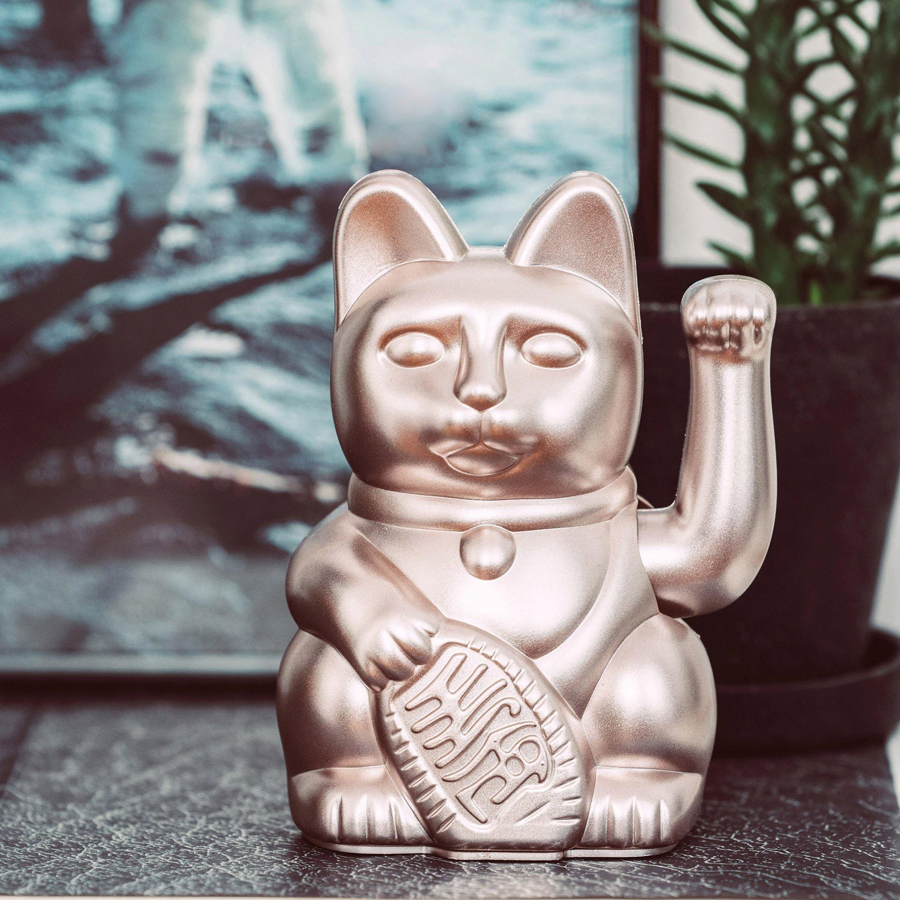 Maneki Neko Gelukskat - lucky kat mini Moonlight - metalic roze - Katsign